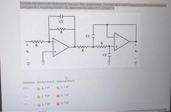 Solved Consider the third order Butterworth low pass filter | Chegg.com