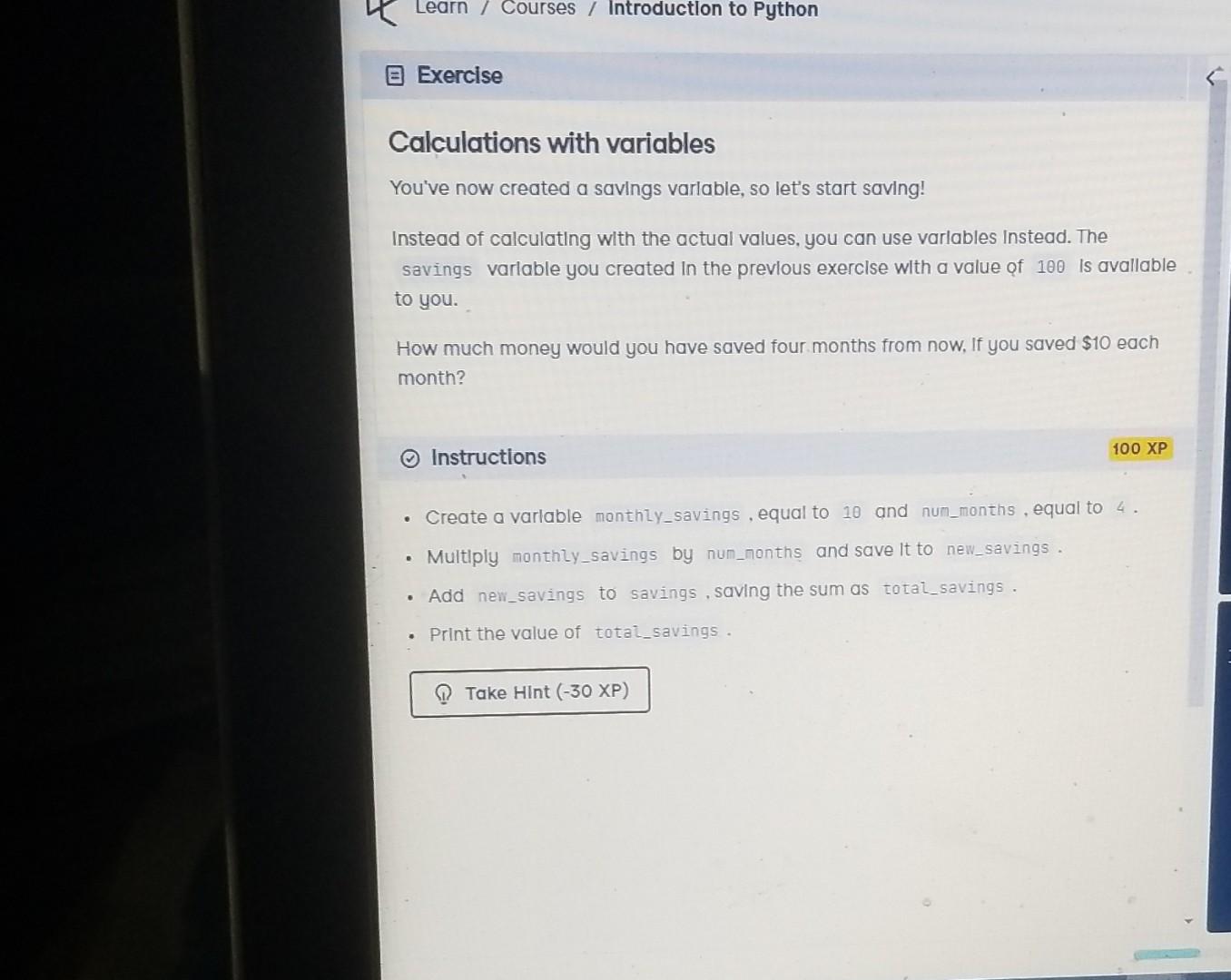 Solved Calculations with variables You've now created a | Chegg.com