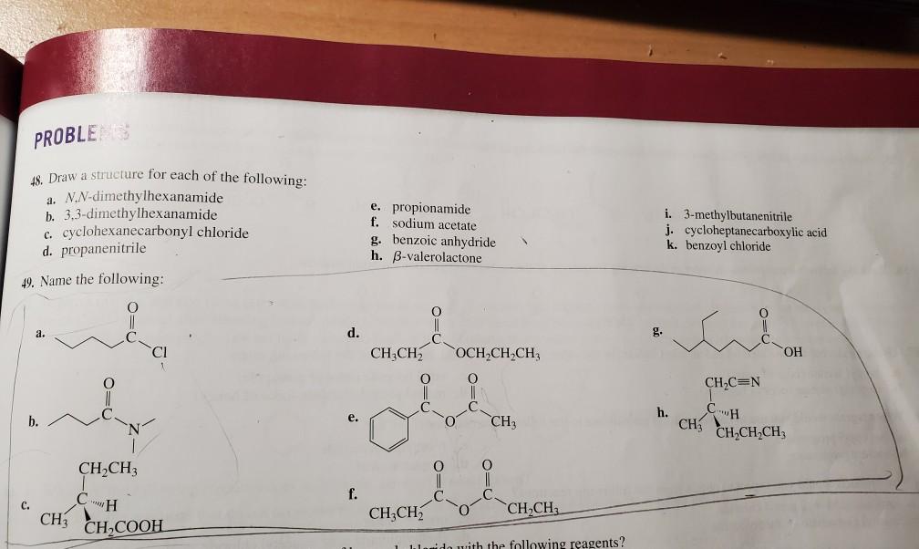 Solved PROBLE 48. Draw a structure for each of the | Chegg.com