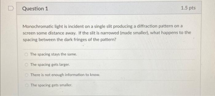 Solved Monochromatic light is incident on a single slit | Chegg.com