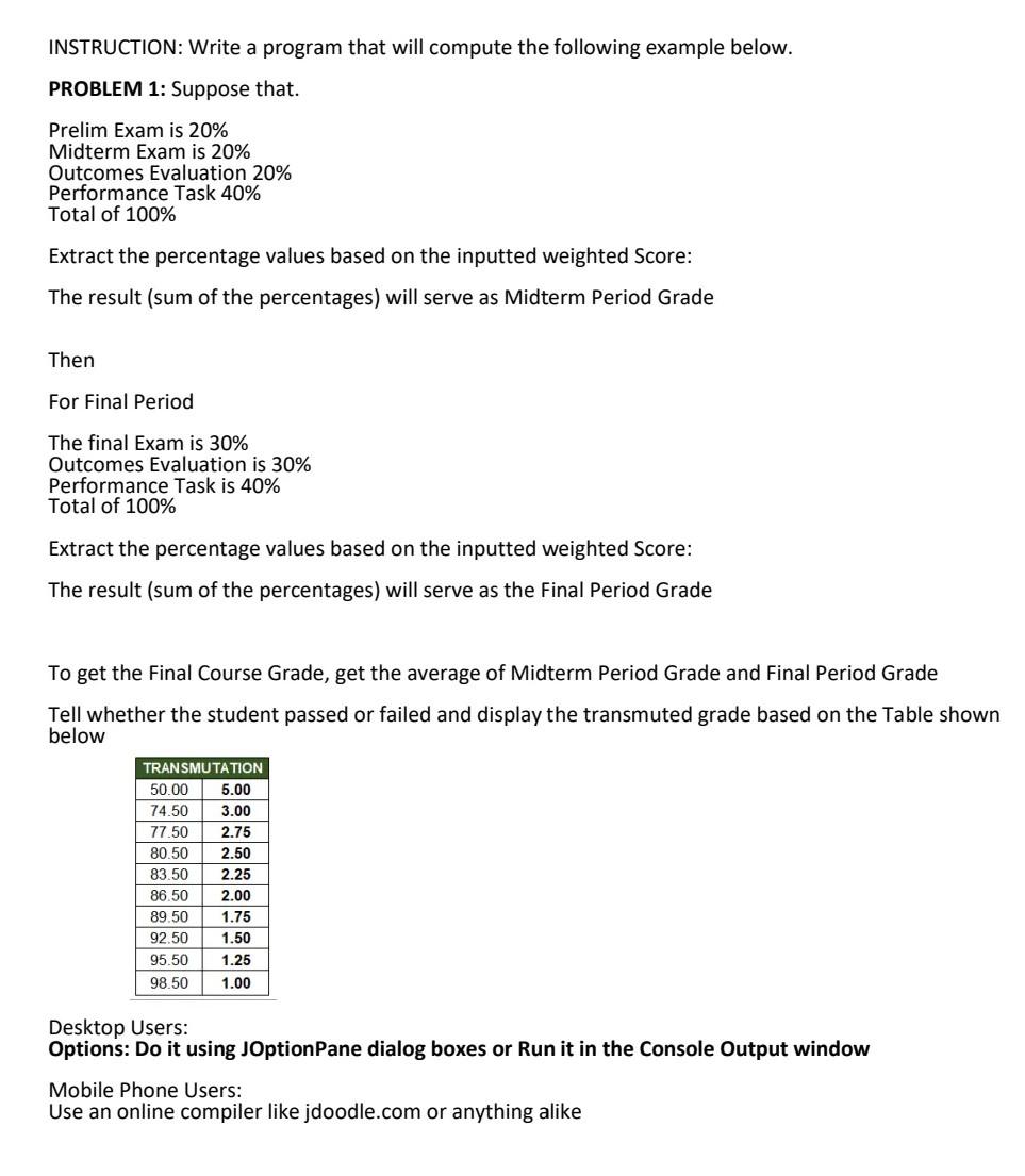 Solved INSTRUCTION: Write a program that will compute the | Chegg.com