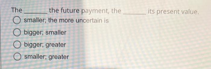 Solved The the future payment, the its present value. | Chegg.com