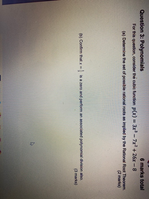 Solved Question 3: Polynomials 6 marks total For this | Chegg.com