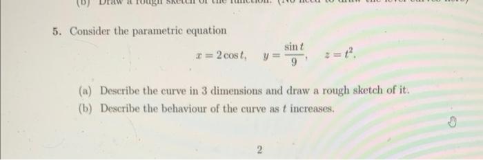 Solved 5. Consider the parametric equation | Chegg.com