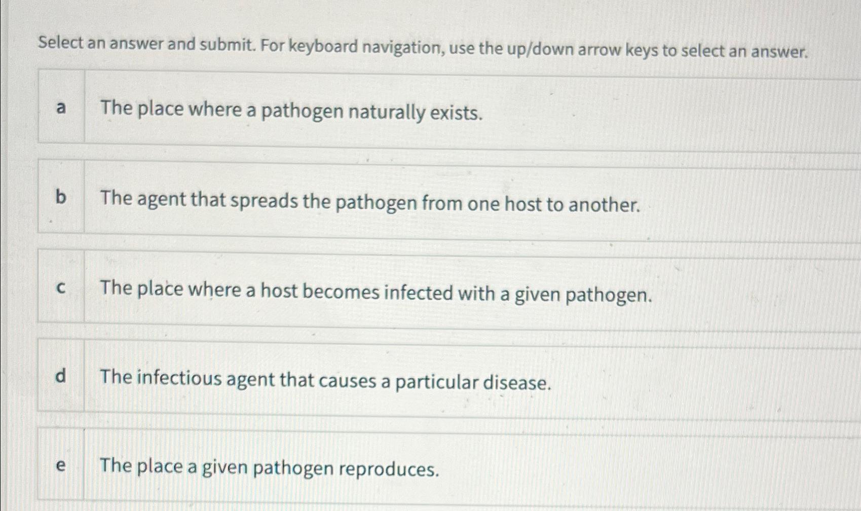 Solved Select an answer and submit. For keyboard navigation, | Chegg.com