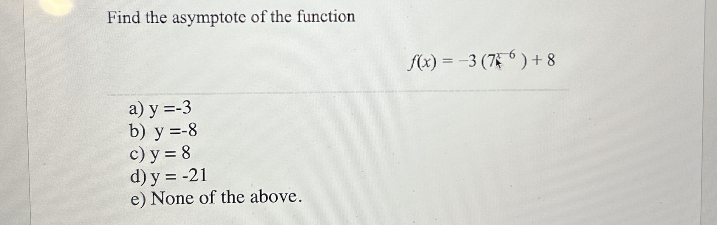 Solved Find the asymptote of the | Chegg.com