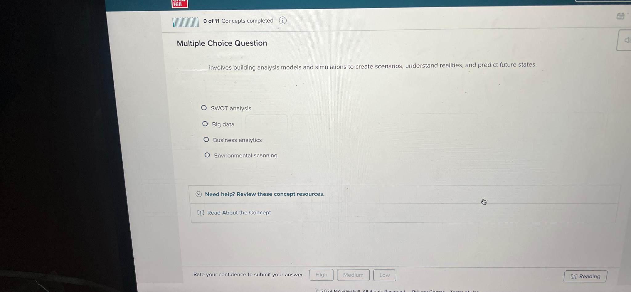 Solved 0 ﻿of 11 ﻿Concepts completed (i)Multiple Choice | Chegg.com