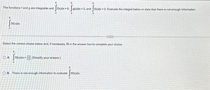 Solved Question 5 4 The Functions F And G Are Integrable