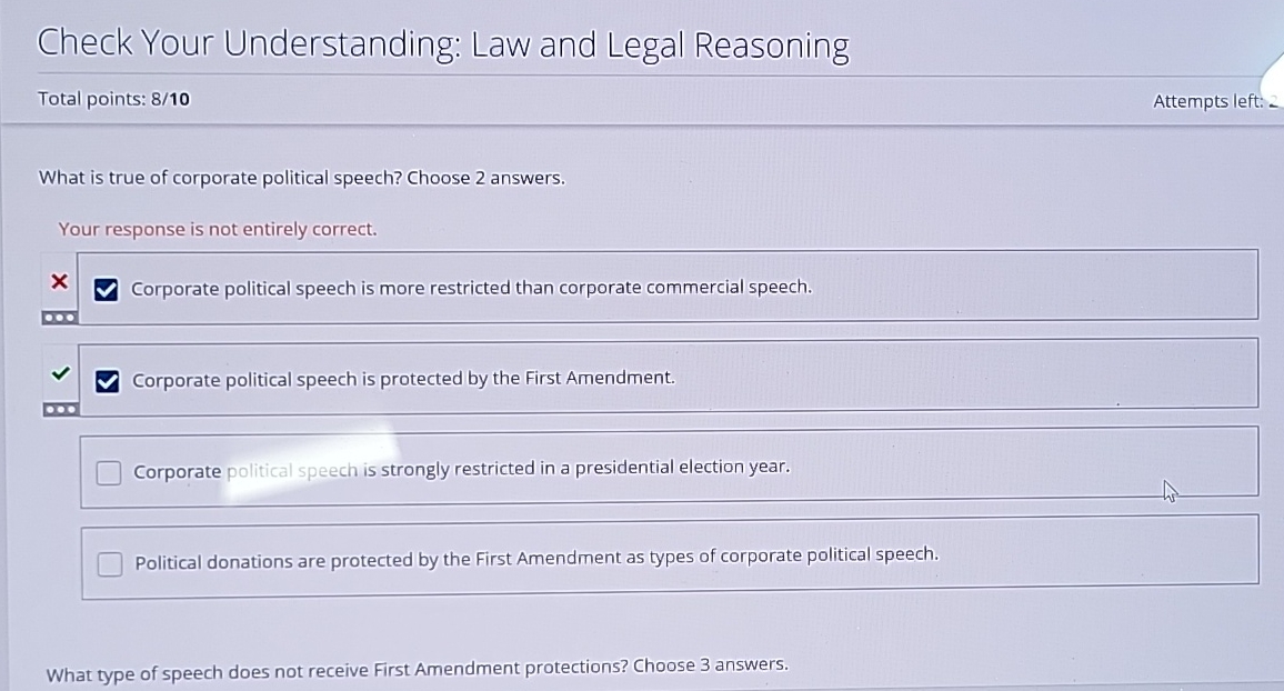 Solved Check Your Understanding: Law and Legal | Chegg.com
