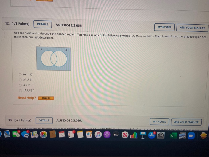 Solved 12. [-/1 Points) DETAILS AUFEXC4 2.3.055. MY NOTES | Chegg.com