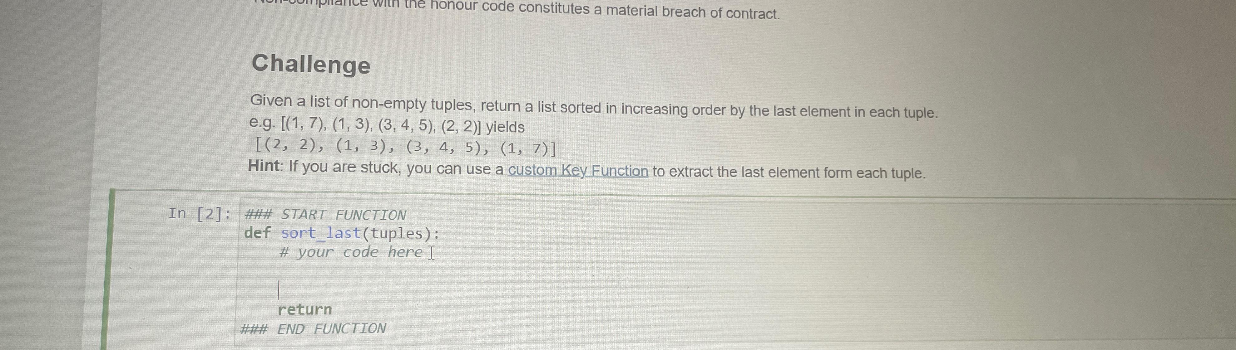 Solved Challengegiven A List Of Non Empty Tuples Return A 