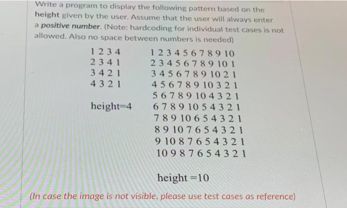 Solved Write a program to display the following pattern | Chegg.com