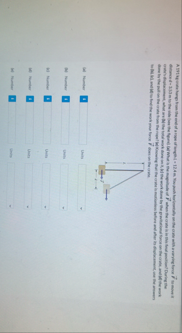 Solved A 191 ﻿kg crate hangs from the end of a rope of | Chegg.com