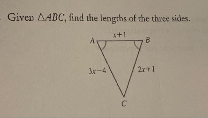 Solved Given ABC, find the lengths of the three sides. | Chegg.com