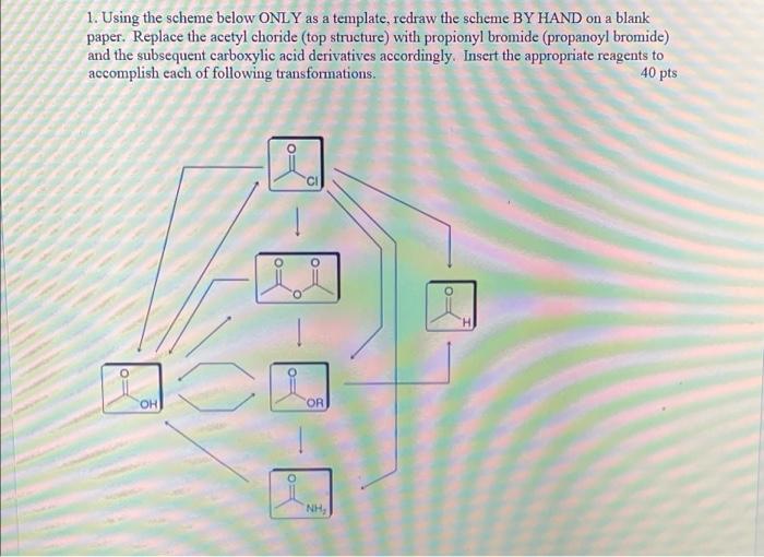 Solved 1. Using the scheme below ONLY as a template, redraw | Chegg.com