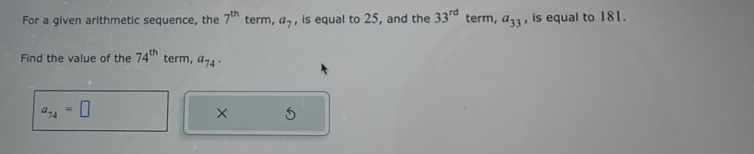 Solved For a given arithmetic sequence, the 7th ﻿term, a7, | Chegg.com