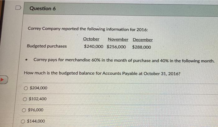 Solved Question 6 Correy Company reported the following | Chegg.com