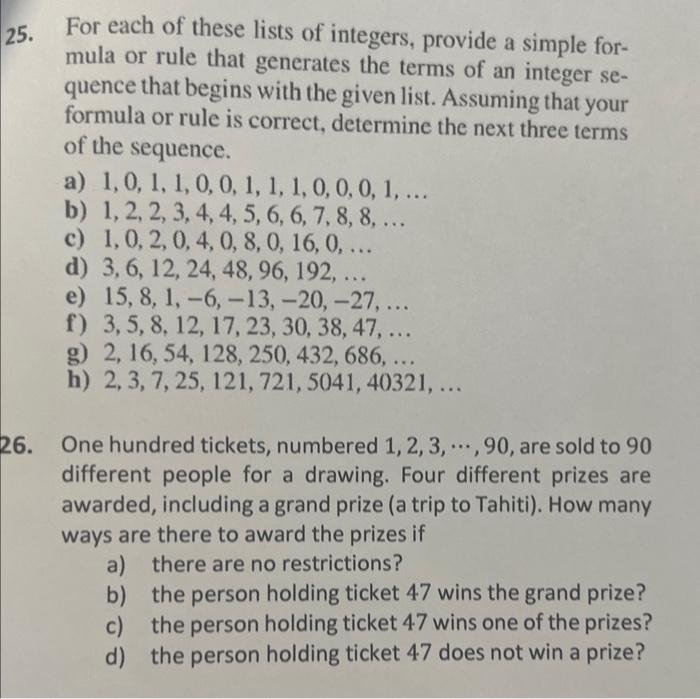 Solved 55. For each of these lists of integers, provide a | Chegg.com