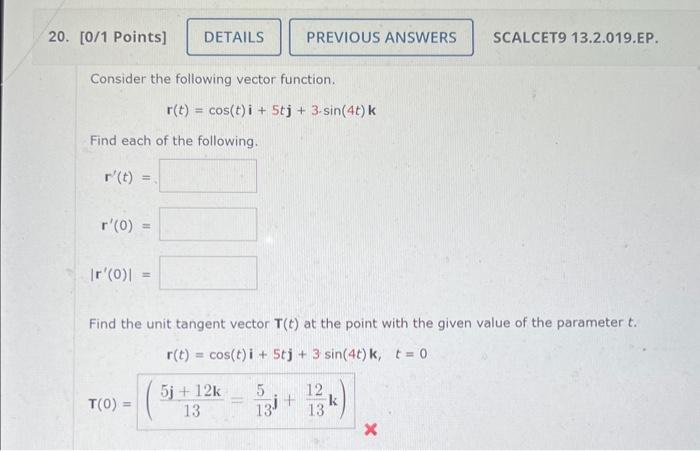 Solved Consider the following vector function. | Chegg.com