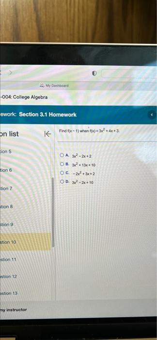 Solved 004 College Algebra Ework Section 3 1 Homework On