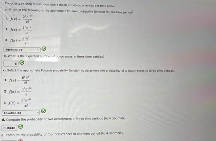Solved Consider a Poisson distribution with a mean of two | Chegg.com