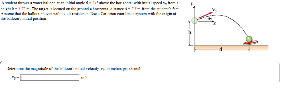 Solved A student throws a water balloon at an ﻿initial angle | Chegg.com