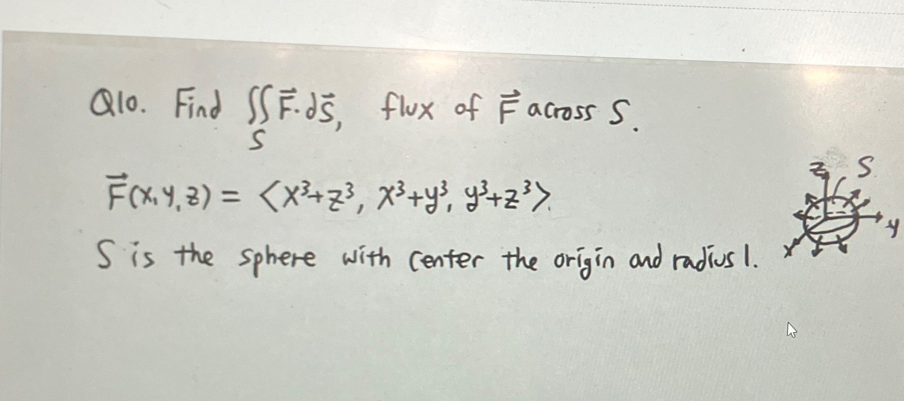 Solved Q10. ﻿Find ∬Svec(F)*dvec(S), ﻿flux of vec(F) ﻿across | Chegg.com