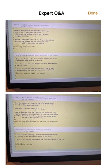 Solved 1 port Java class ArrayList /** + Manages an array | Chegg.com