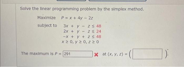 Solved Solve the linear programming problem by the simplex | Chegg.com