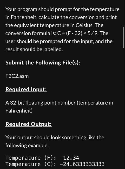 Solved Problem 1: Fahrenheit to Celsius (again) (5 points) | Chegg.com