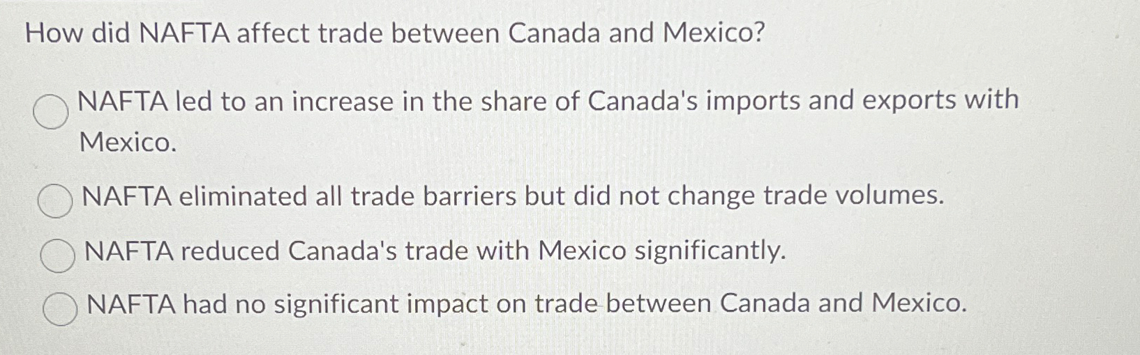 Solved How did NAFTA affect trade between Canada and | Chegg.com
