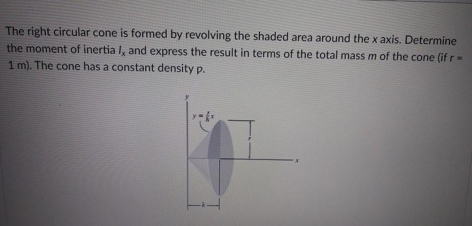 Solved The right circular cone is formed by revolving the | Chegg.com