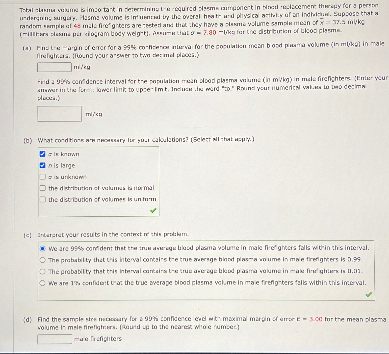 Solved Total plasma volume is important in determining the | Chegg.com