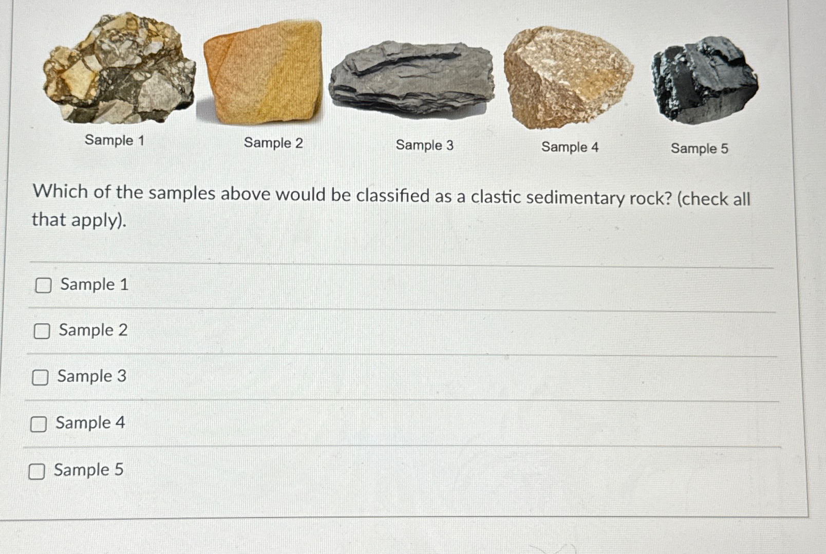 Solved Sample 1Sample 2Sample 3Sample 4Sample 5Which of the | Chegg.com