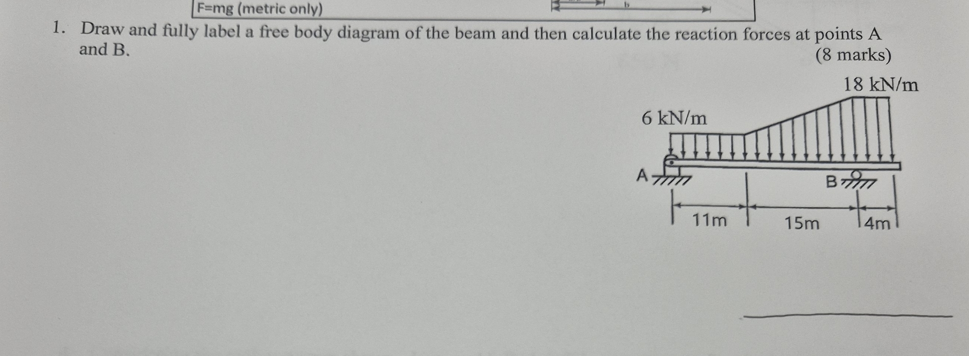 Solved F=mg (metric only)Draw and fully label a free body | Chegg.com
