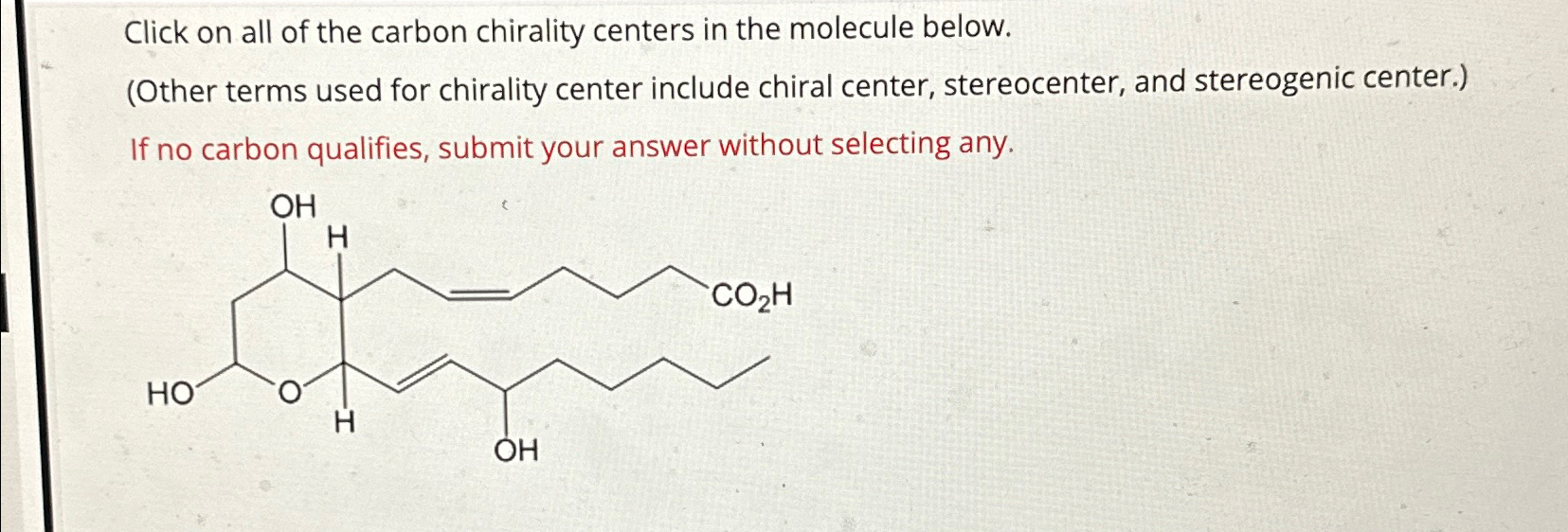 Solved Click on all of the carbon chirality centers in the | Chegg.com