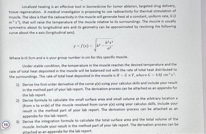 Solved Localized heating is an effective tool in biomedicine | Chegg.com
