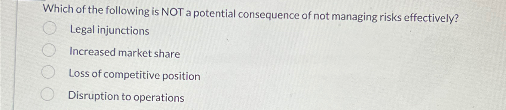 Solved Which of the following is NOT a potential consequence | Chegg.com