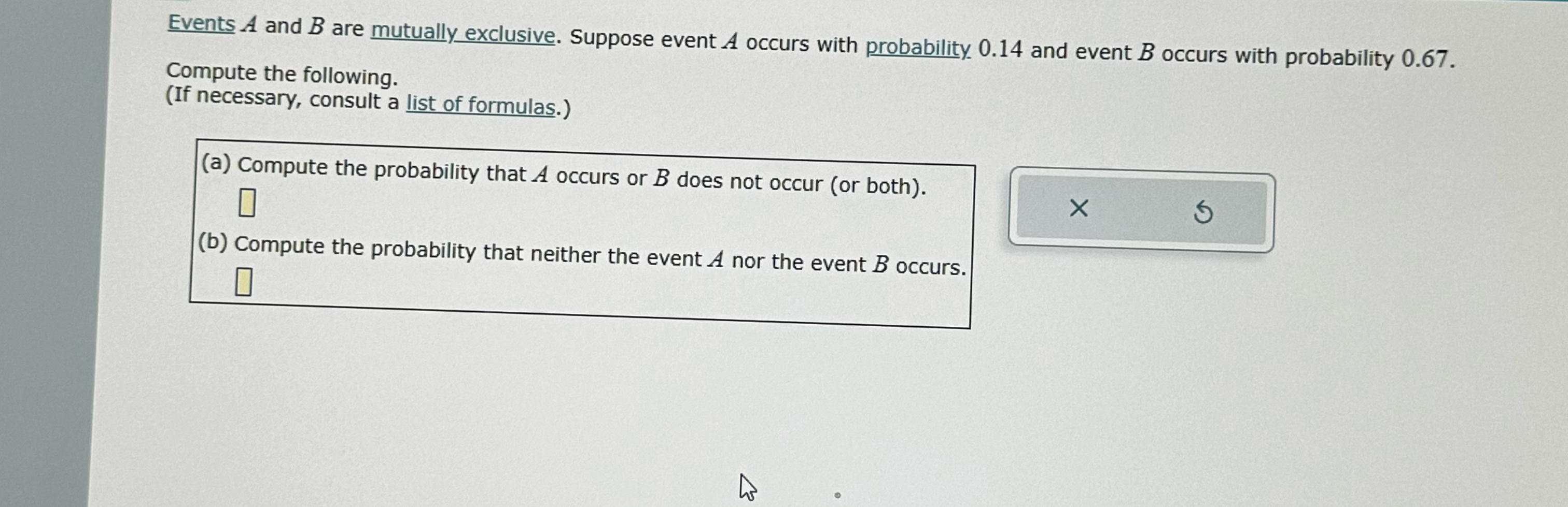 Solved Events A and B ﻿are mutually exclusive. Suppose event | Chegg.com