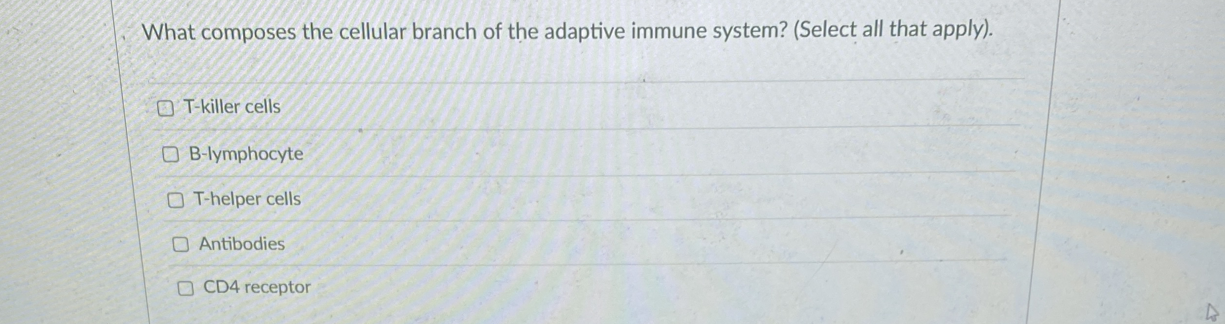 Solved What composes the cellular branch of the adaptive | Chegg.com
