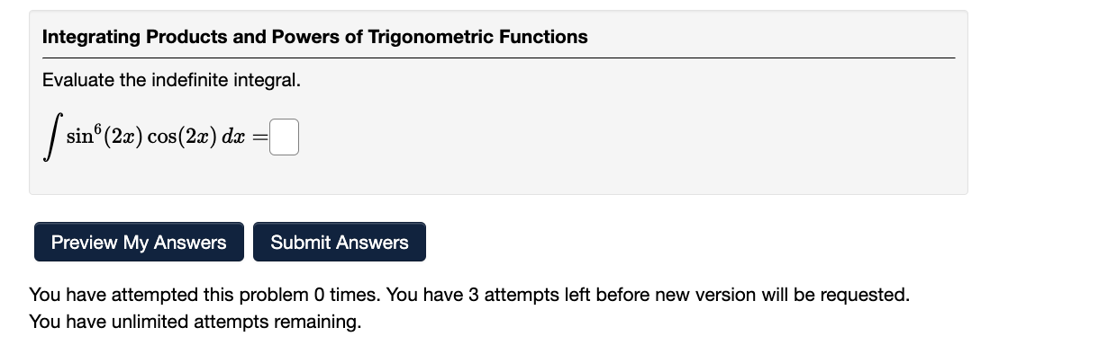 Solved Integrating Products and Powers of Trigonometric | Chegg.com