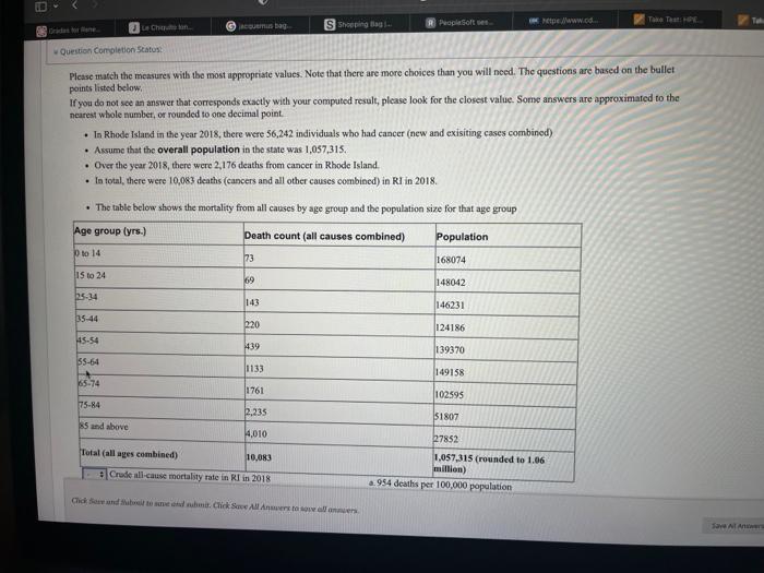 Please match the measures with the most appropriate | Chegg.com