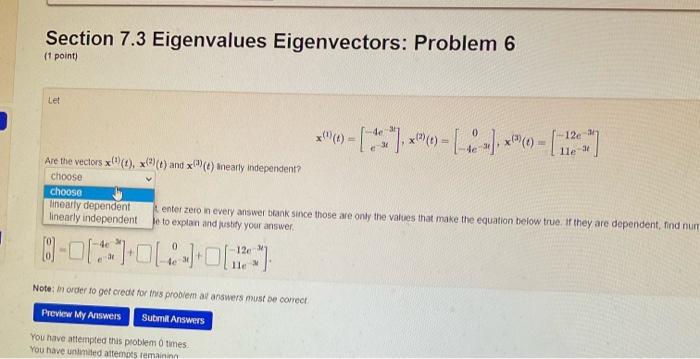 Solved Section 7.3 Eigenvalues Eigenvectors: Problem 6 (1 | Chegg.com