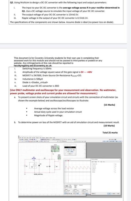 Solved Q2. Using Multisim to design a DC.DC converter with | Chegg.com