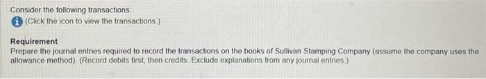 Solved Consider the following transactions (Click the icon | Chegg.com