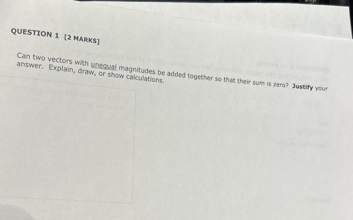 Solved Can Two Vectors With Unequal Magnitudes Be Added