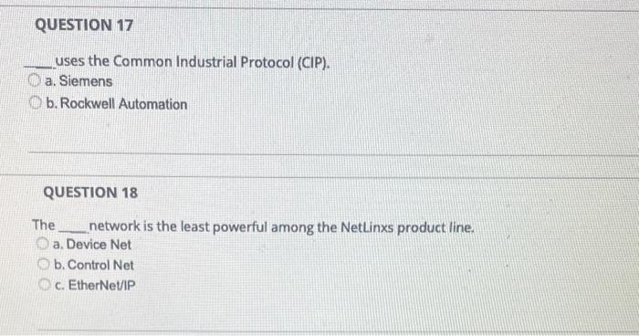 Solved Uses The Common Industrial Protocol Cip A Siemens