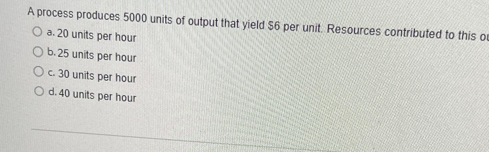 Solved A process produces 5000 ﻿units of output that yield | Chegg.com