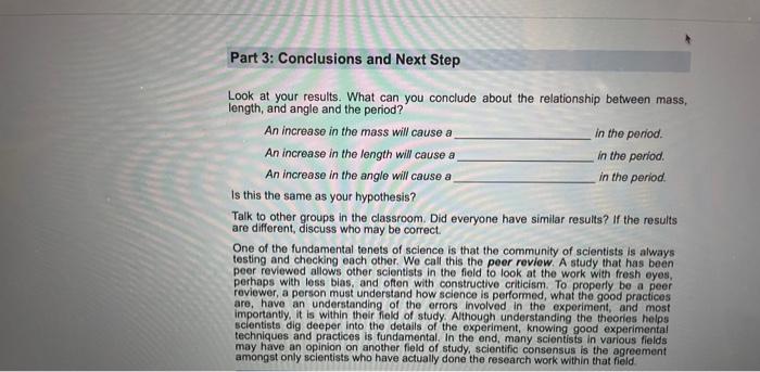 Solved Part 3: Conclusions and Next Step Look at your | Chegg.com