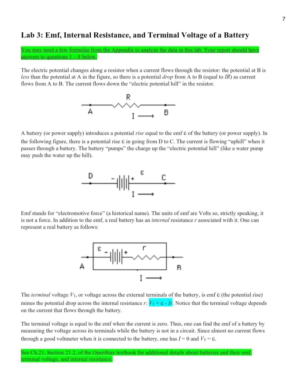 Solved Lab 3: Emf, Internal Resistance, and Terminal Voltage | Chegg.com